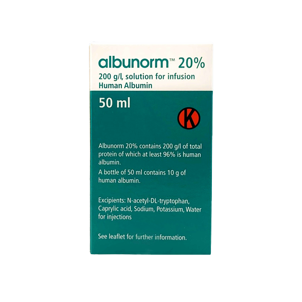 ALBUNORM Human Albumin 20.0% (200g / L) Solution for IV Infusion 50mL ...